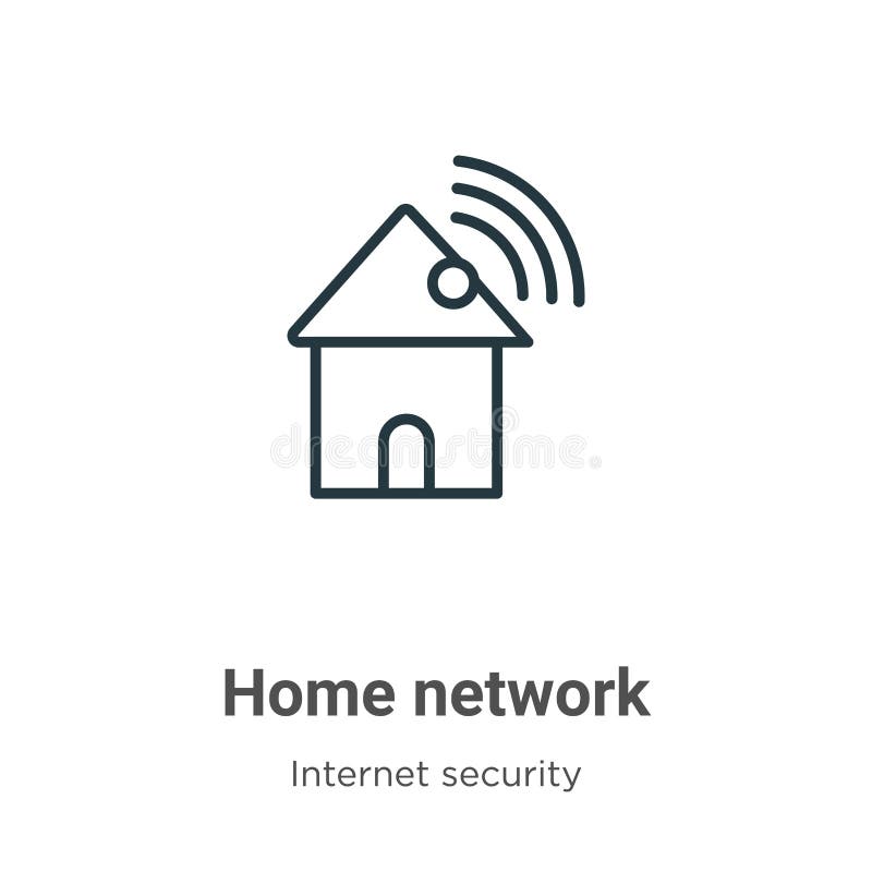 Home Network Outline Vector Icon. Thin Line Black Home Network Icon ...