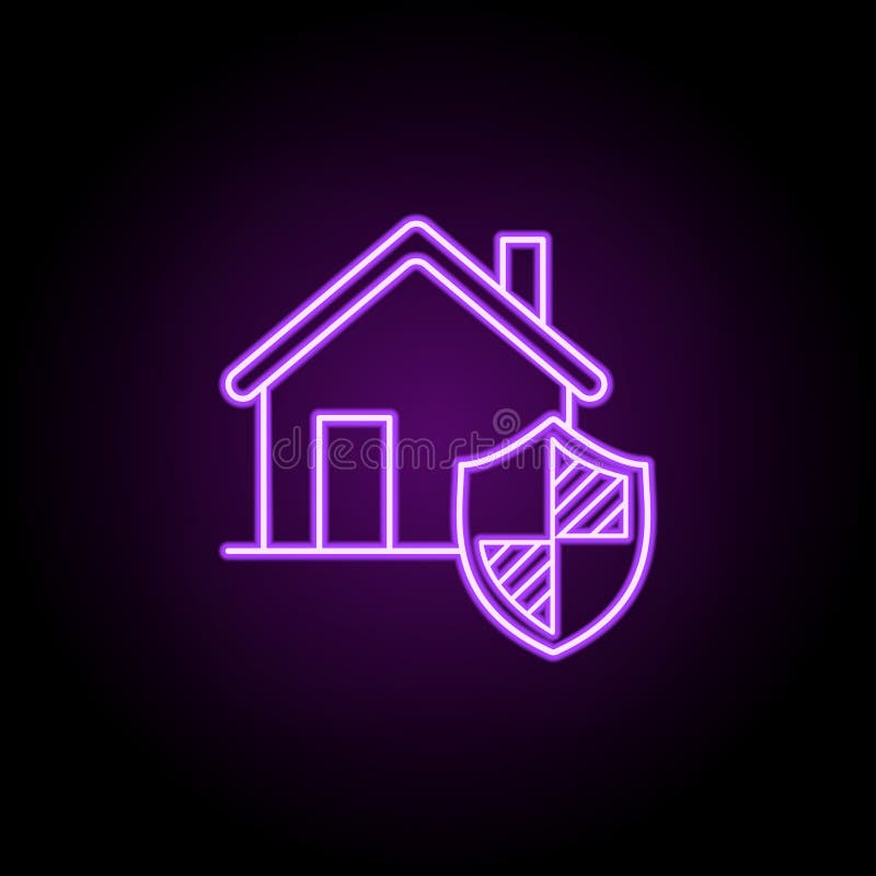 Home Network Security Outline Icon. Elements of Security in Neon Style ...