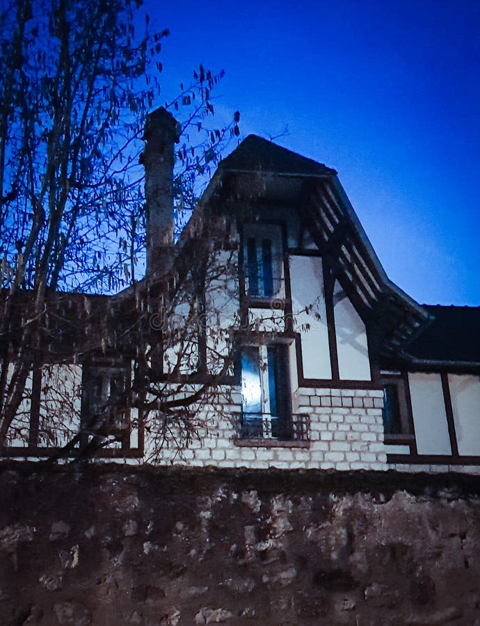 Home at night stock photo. Image of house, blue, night - 193310380