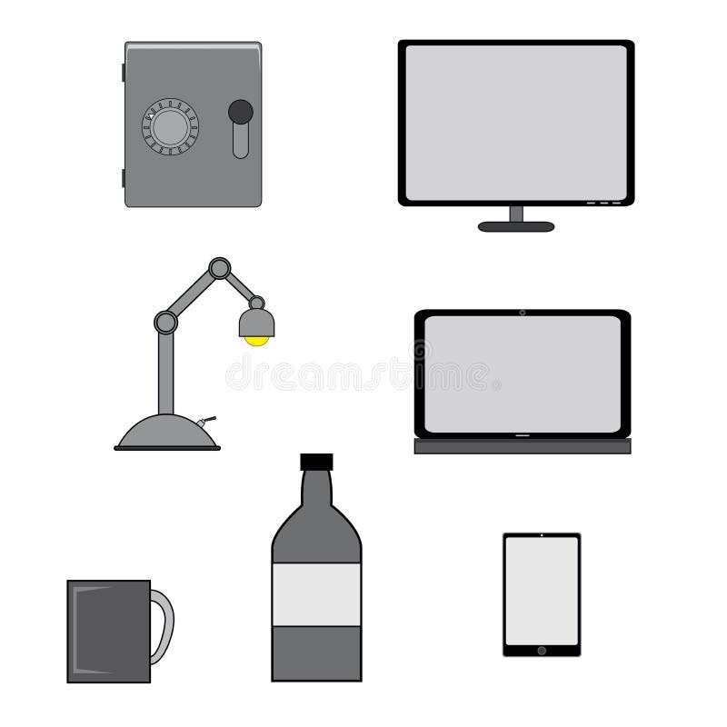 Home objects icons stock vector. Illustration of garden - 3343575