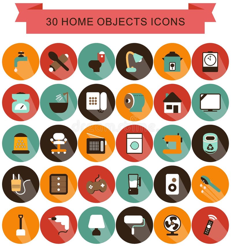 Home objects shadow icons stock vector. Illustration of symbols - 57145690