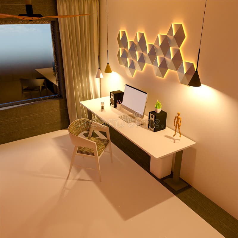 Home Office at the Apartament Bird Eye View of the Table Stock ...