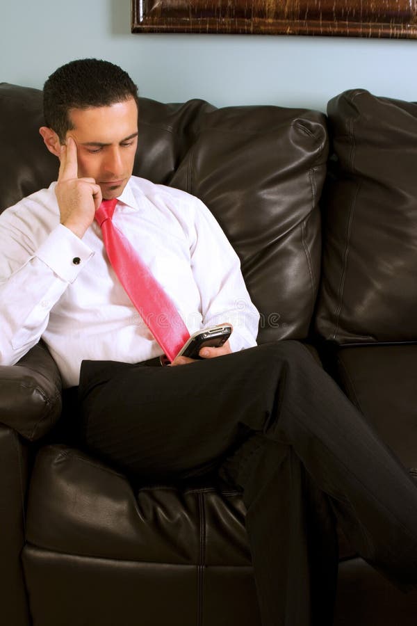 Home or Office - Businessman Working on the Couch Stock Photo - Image ...
