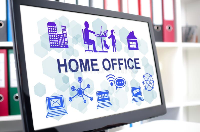 Home Office Concept on a Computer Screen Stock Image - Image of online ...