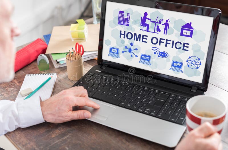 Home Office Concept on a Laptop Screen Stock Photo - Image of people ...