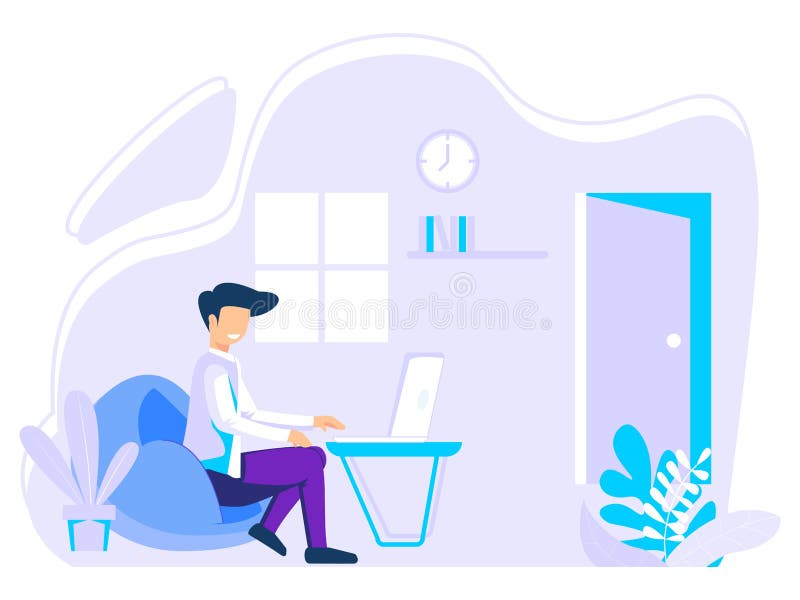 Home Office Concept, Man Working from Home, Student or Freelancer ...