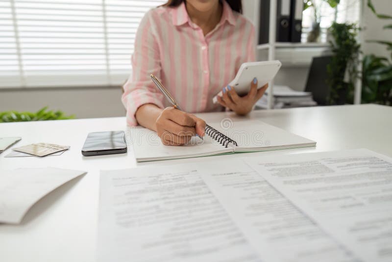 Home Office and Creative Planning. an Individual Writing Ideas in a ...