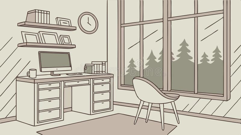 Home Office Desk Setup, Workspace and Remote Work Illustration Vector ...