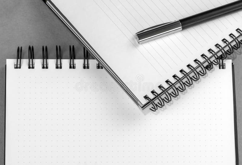 Home and Office Desk Table with Paper Notebook, Pen. Flat Lay Style ...