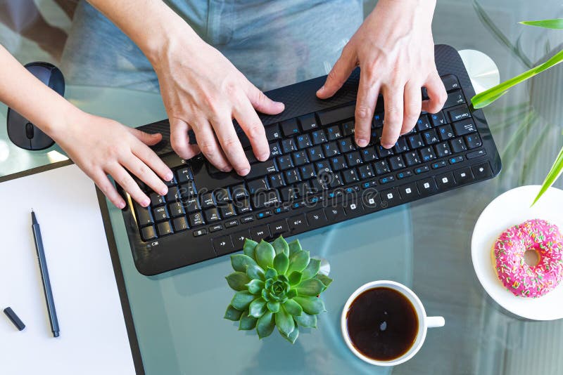 Home Office, Distance Learning, Remote Work. Breakfast at Workplace ...