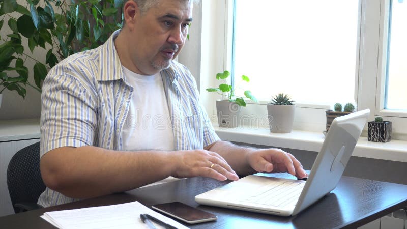 Home Office: Freelancer Working Remotely on Computer Stock Footage ...