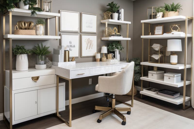 A Home Office With A Functional Workspace Efficient Storage And Organization And Stylish Decor
