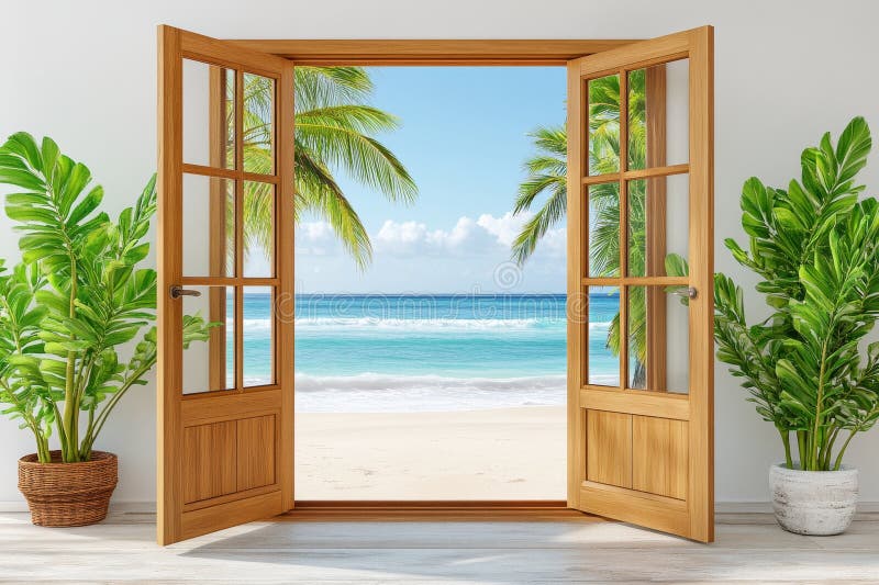 A Home Office Hosts a Zoom Webinar, with a Beautiful Beach and Ocean As ...