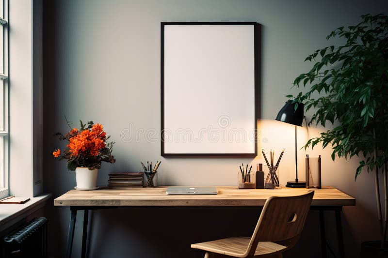 Home Office Inspiration Mock-up Poster in a Stylish Interior Setting ...