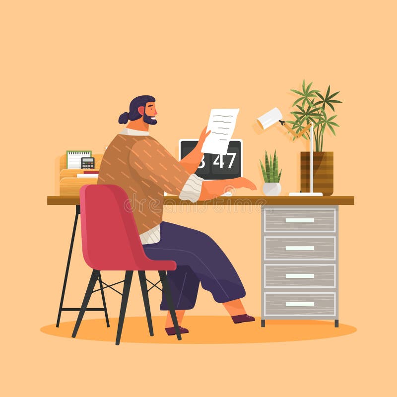 Home Office Interior. Vector Illustration Stock Vector - Illustration ...