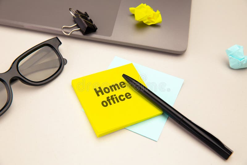 Home Office, Message on Yellow Sticky Note. Work from Home Concept ...