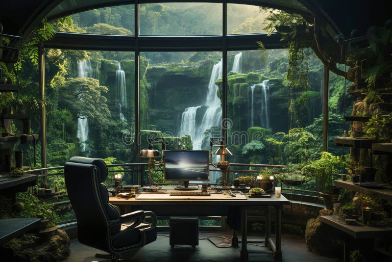 Home Office, Modern Workspace with a Computer Desk and Natural Light ...