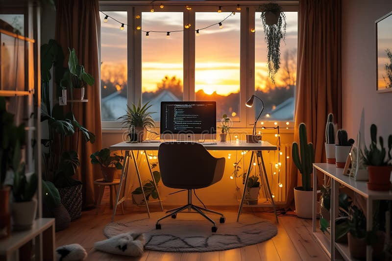 A Home Office Room Background for an Online Zoom Meeting Webinar, Stock ...