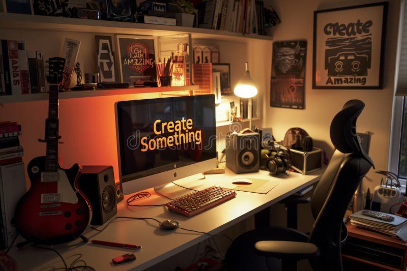 A Cozy Home Office with a Creative Vibe Stock Illustration ...