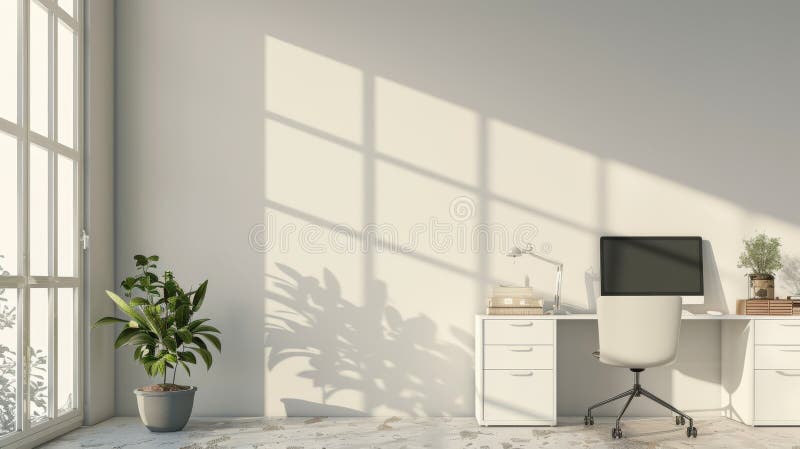 Home Office Setup with Furniture and Computer Ready for Renovation To ...