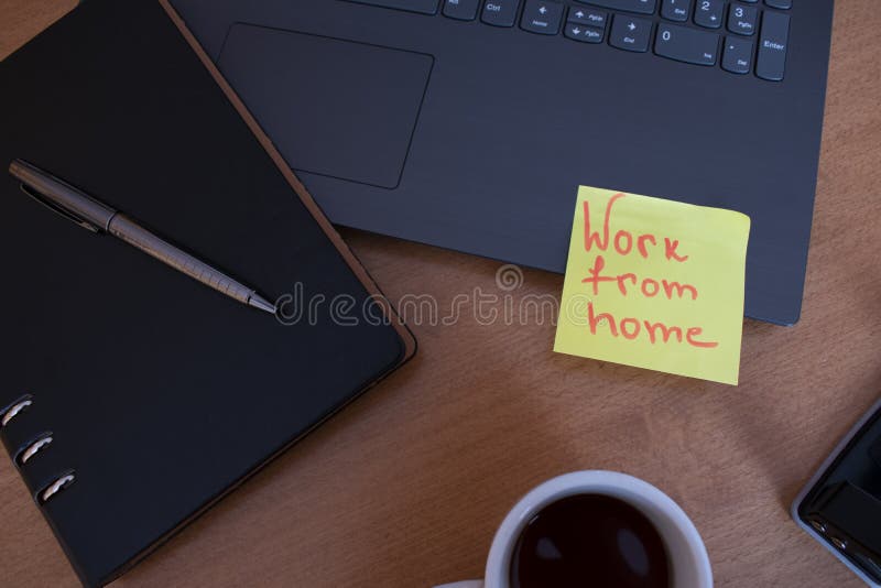 Home Office Setup, during Self-isolation. Keyboard, Notebook, Pen ...