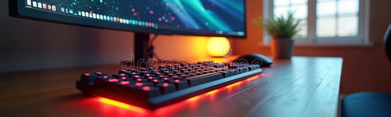 Home Office Setup with Tech Devices. Ergonomic Workstation. High-tech ...