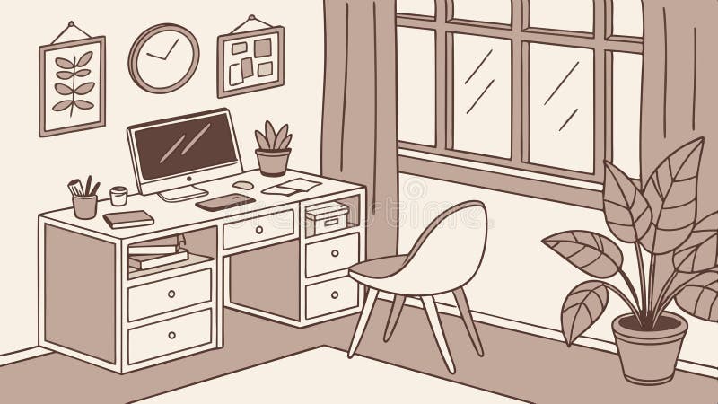 Home Office Setup, Workspace and Remote Work Environment Vector Design ...