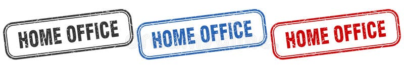 Home Office Square Isolated Sign Set. Home Office Stamp Stock Vector ...