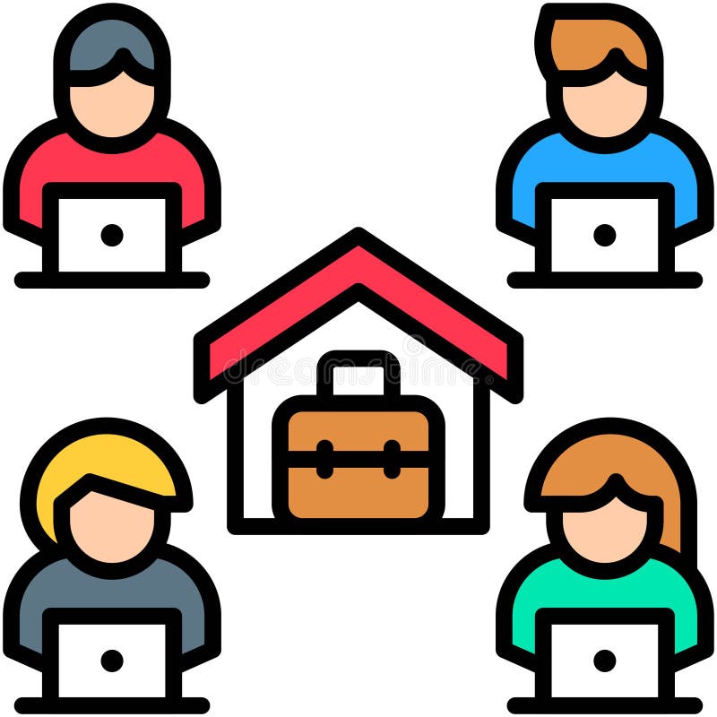 Home Office, Telecommuting or Remote Work Icon, Vector Illustration ...