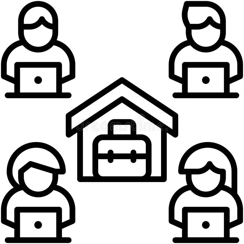 Home Office, Telecommuting or Remote Work Icon, Vector Illustration ...