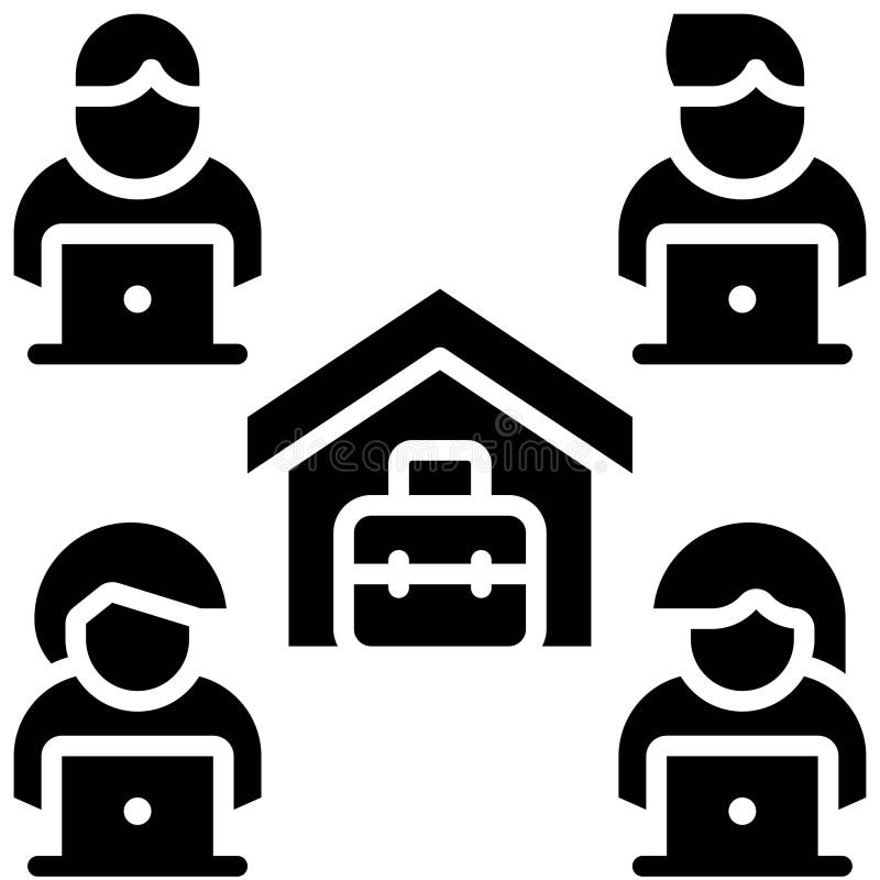 Home Office, Telecommuting or Remote Work Icon, Vector Illustration ...