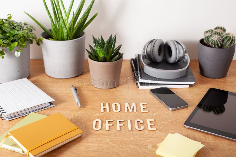 Home Office Text Desk with Tablet Computer Smartphone Notebook ...