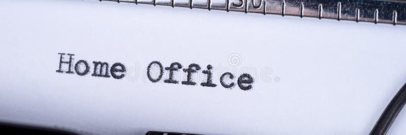 Home Office. Text Written with a Old Typewriter. Panorama Stock Image ...