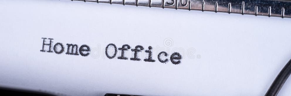 Home Office. Text Written with a Old Typewriter. Panorama Stock Image ...
