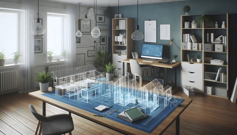 A Home Office Where the Desk Surface Transforms into an Interactive 3d ...