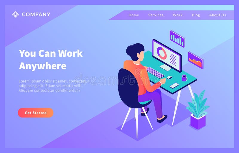 Home Office Work from Anywhere for Website Template or Landing Homepage ...