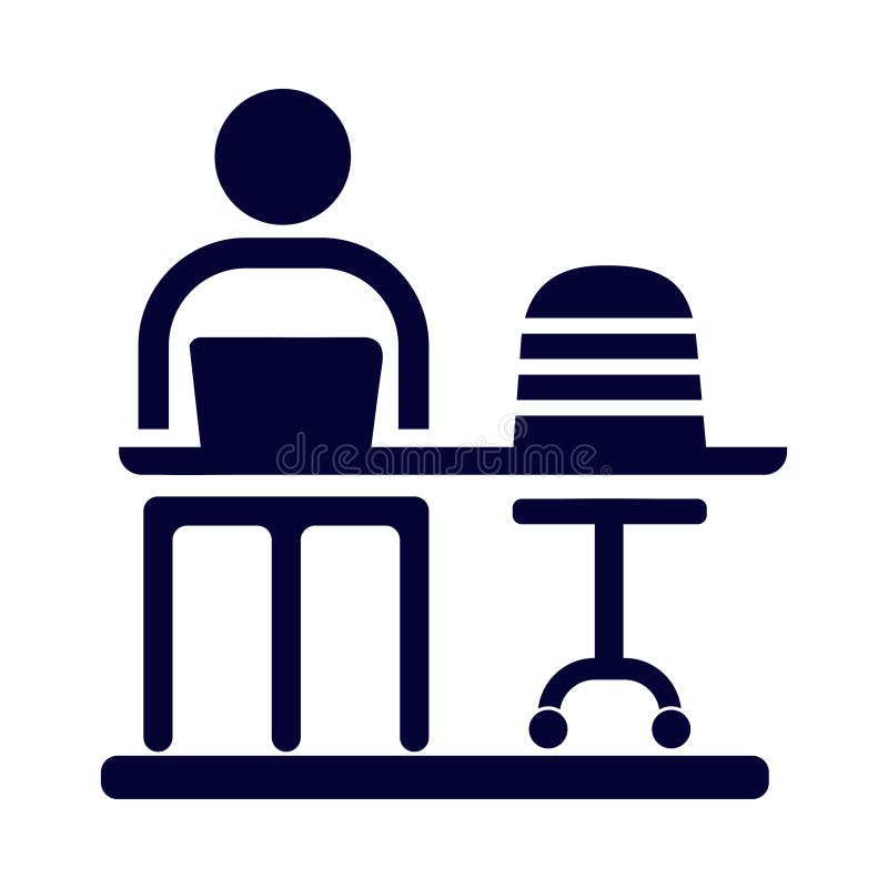 Home, Office, Work, Table, Chair, Computer, Man, Work in Home Icon ...