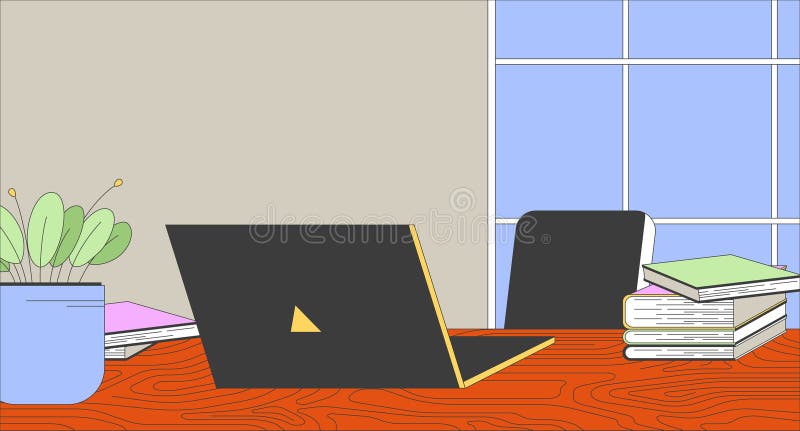 Home Office Workplace with Laptop Flat Illustration Stock Vector ...
