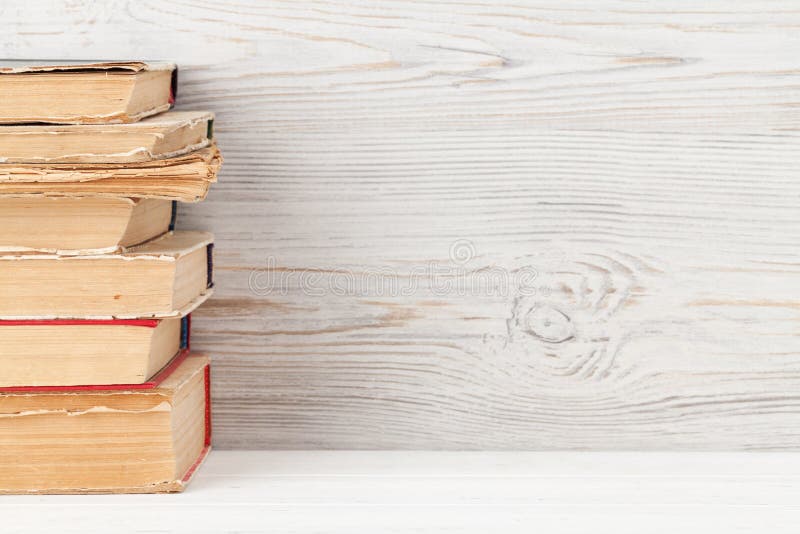 Home Office Workplace with Stack of Old Books Stock Image - Image of ...