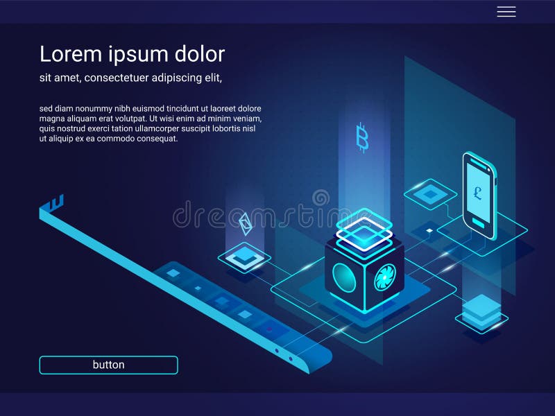 Home Page for a Website with Isometric Composition. Smartphone ...