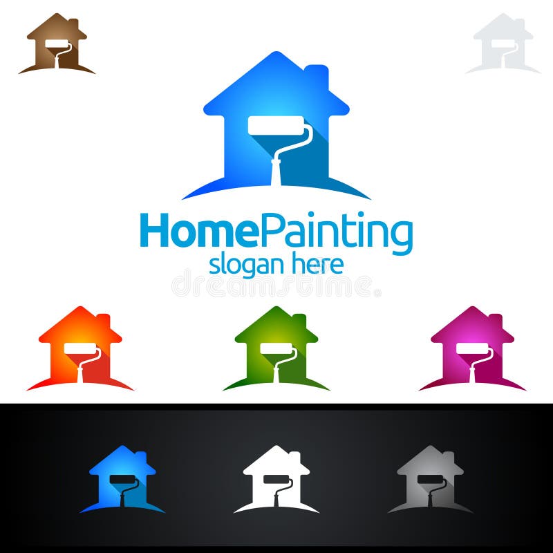 Home Painting Vector Logo Design Stock Vector - Illustration of brand ...