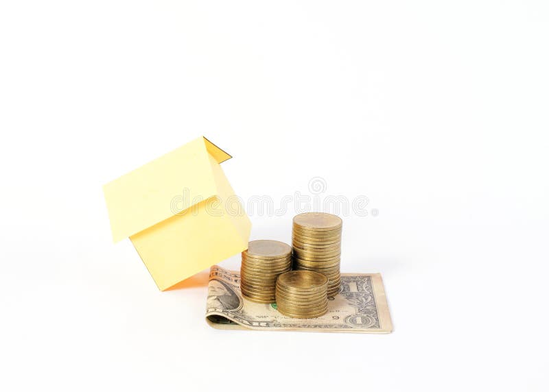 Home Paper and Coins Stack on Dollar Banknote for Loans Concept Stock ...