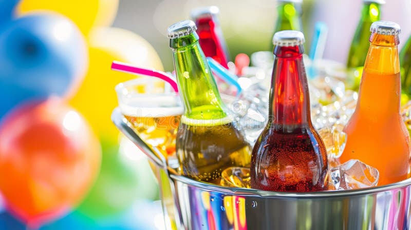 Home Party Setup with Chilled Beer Bottles, Ice Bucket, and Refreshing ...