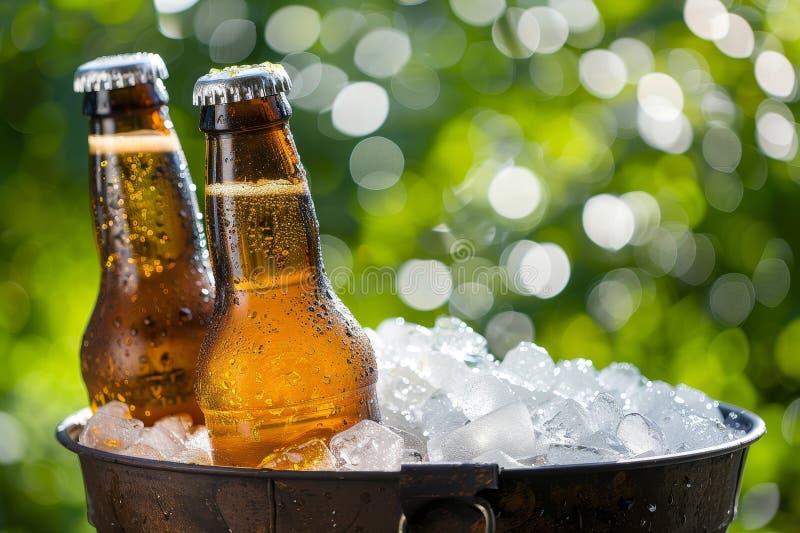 Home Party Setup with Chilled Beer Bottles, Ice, and Refreshing Drinks ...
