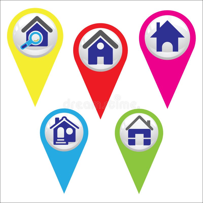 Home Pin Icon Colorful Vector Stock Vector - Illustration of home ...