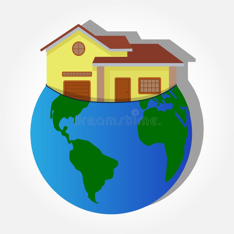 Home within the Planet Earth Stock Vector - Illustration of land ...