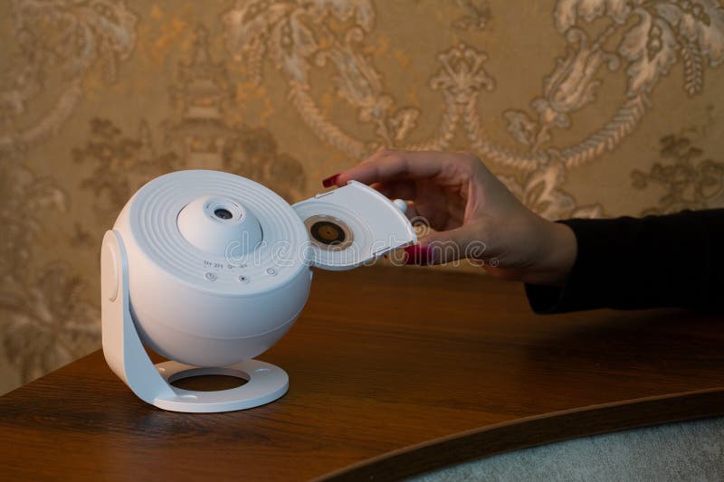 Home Planetarium Using Compact Device for Space Exploration Stock Photo ...
