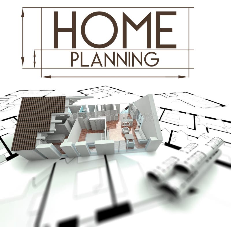 Home Planning Sign with Project of House Stock Illustration ...