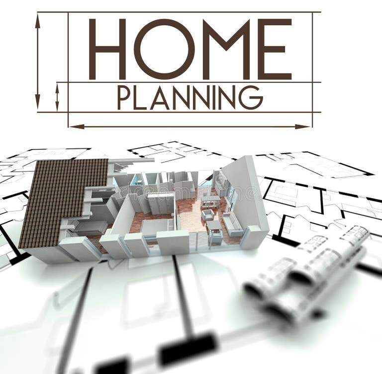 Home Planning Sign with Project of House Stock Illustration ...