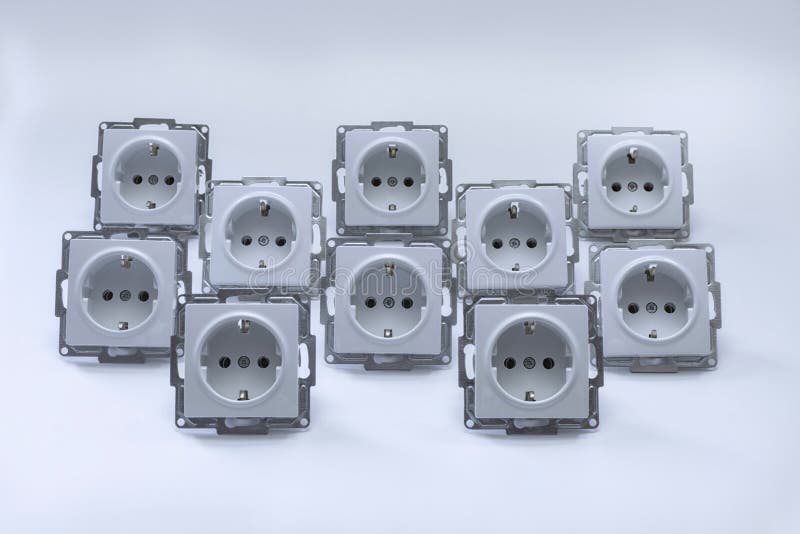 Home Plastic Sockets for Electricity on a White Background Stock Photo ...